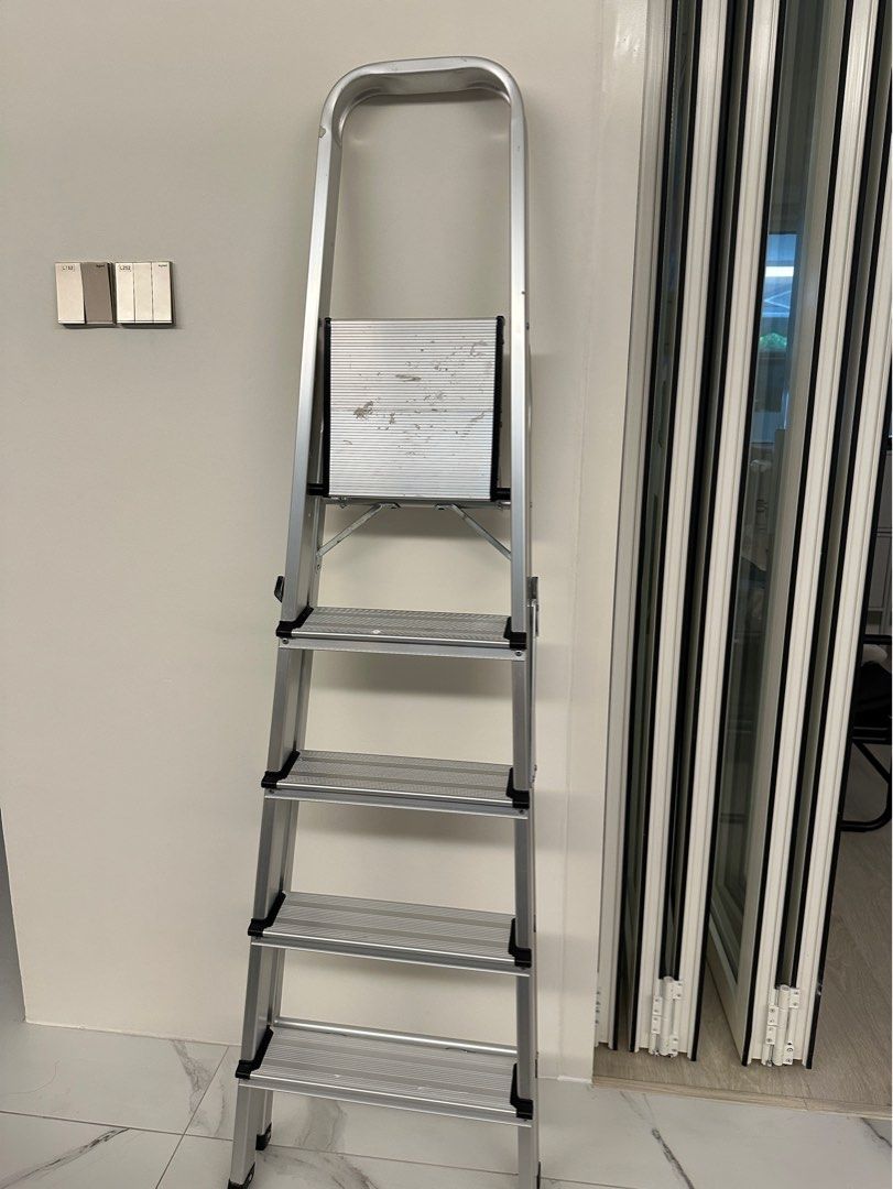 A-Tech Aluminium 5 steps Platform Ladder, Furniture & Home Living, Home ...