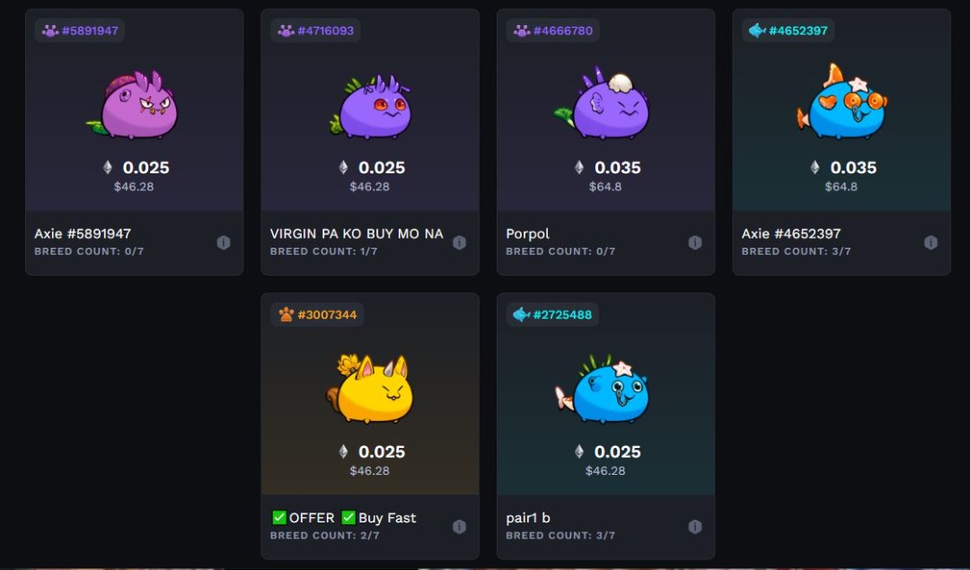 Axies for sale. low prices. on Carousell