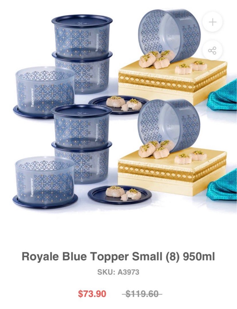 BN Tupperware Royal Blue Topper (8) 950ML, TV & Home Appliances ...