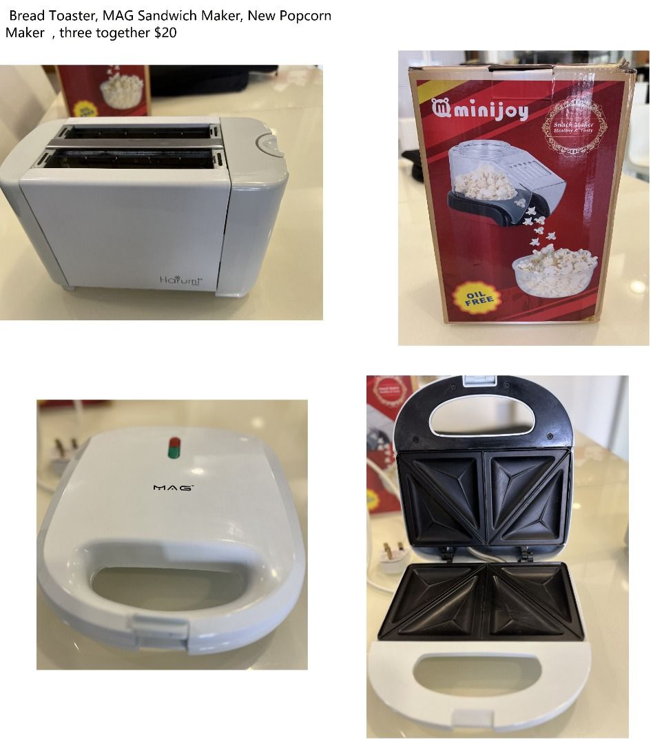 Bread toaster , MAG Sandwich Maker, New popcorn maker, TV & Home ...