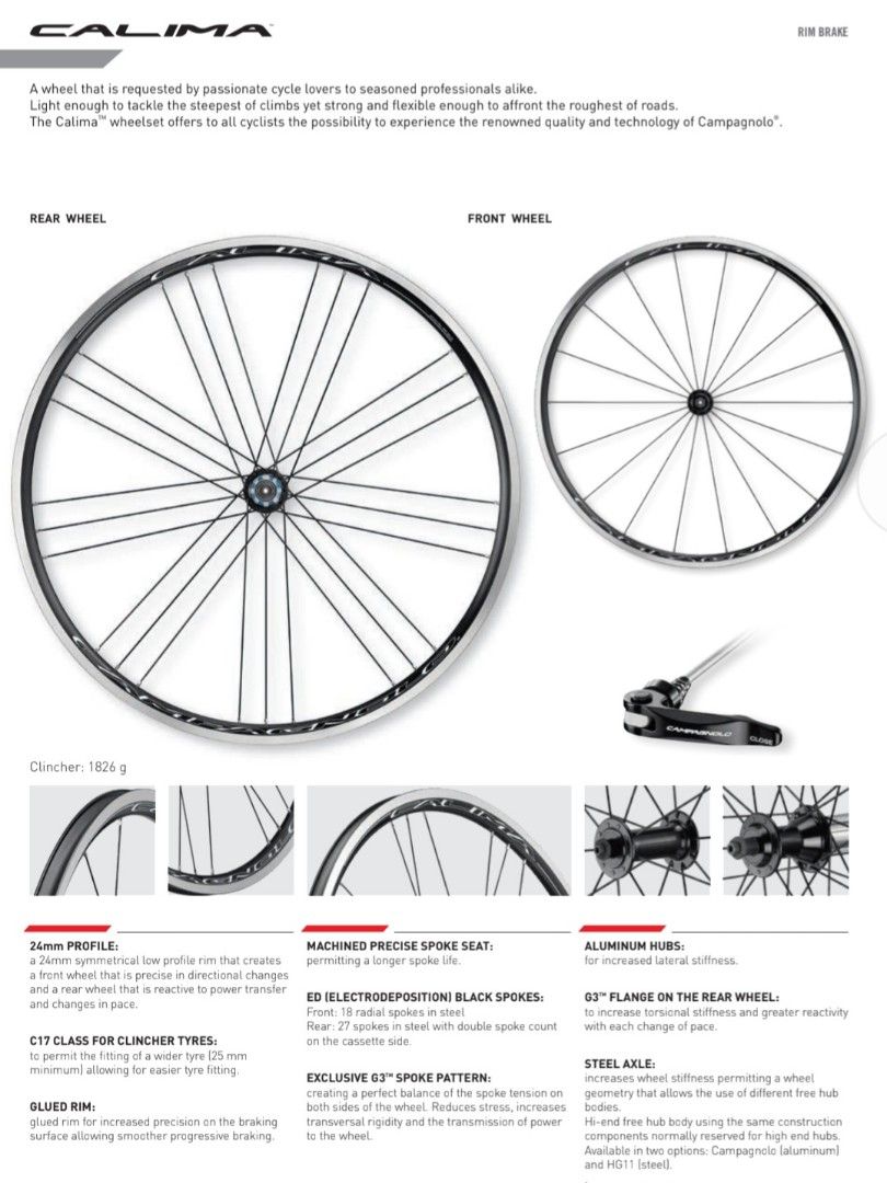 CAMPAGNOLO CALIMA ROAD CLINCHER WHEELS 28 inch 700C for Shimano ...