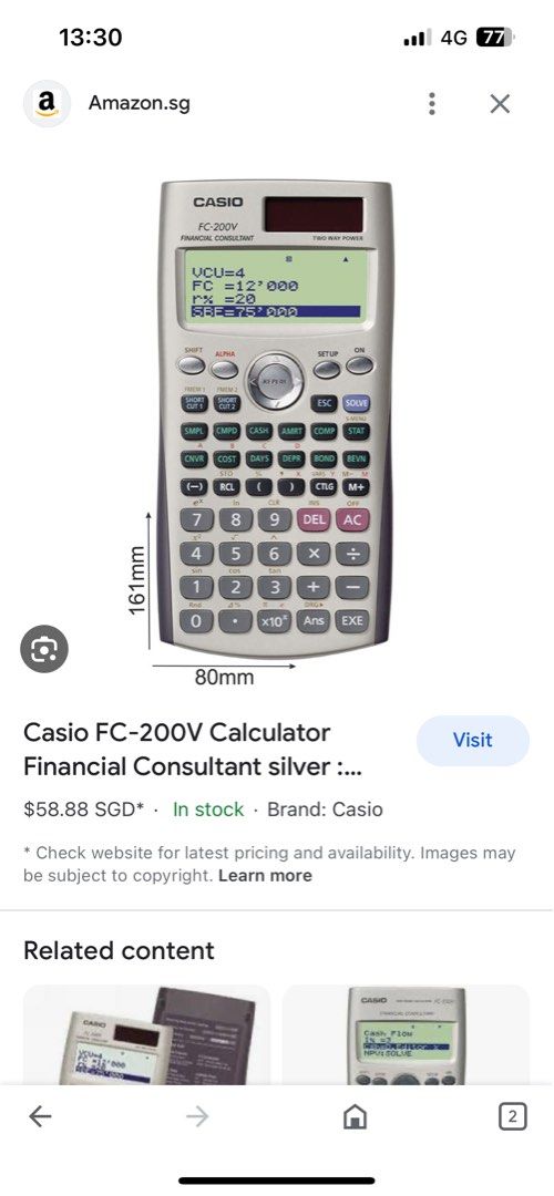 Casio financial calculator, Computers & Tech, Office & Business ...