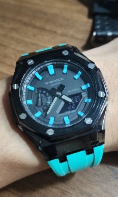 Casio GA2100 Tiffany Blue Mods (Case+Indices), Men's Fashion, Watches ...
