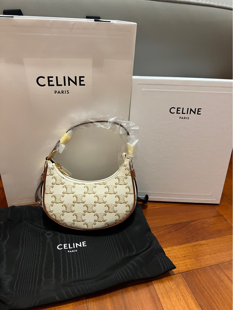 Celine Mini Ava in Triomphe Canvas and Calfskin, 名牌, 手袋及銀包 - Carousell