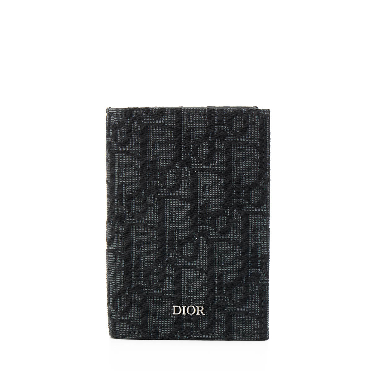 Christian Dior Oblique Bi-Fold Card Holder in Jacquard, Ruthenium ...