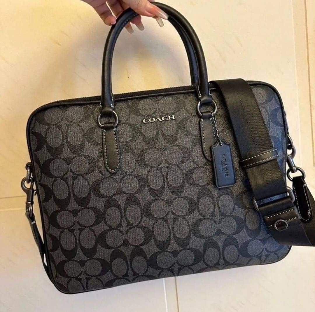 Coach Liam Compact Brief In Signature Canvas, Men's Fashion, Bags ...