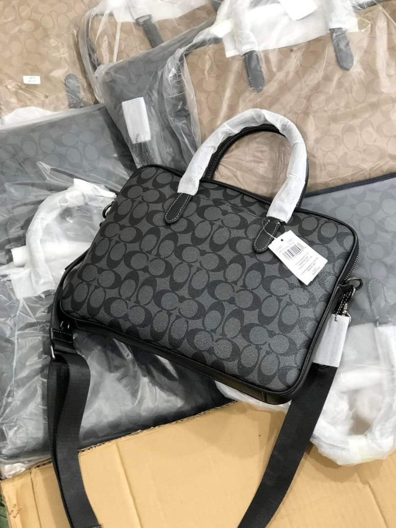 Coach Liam Compact Brief In Signature Canvas, Men's Fashion, Bags ...