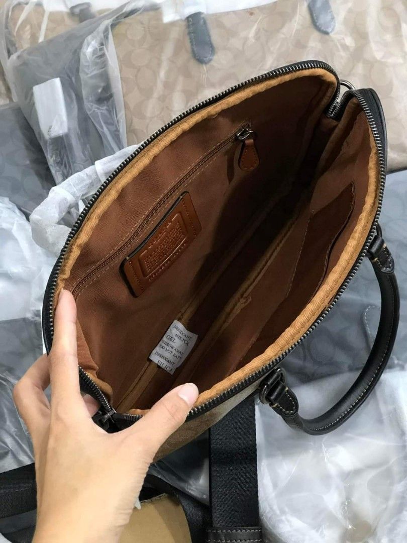 Coach Liam Compact Brief In Signature Canvas, Men's Fashion, Bags ...