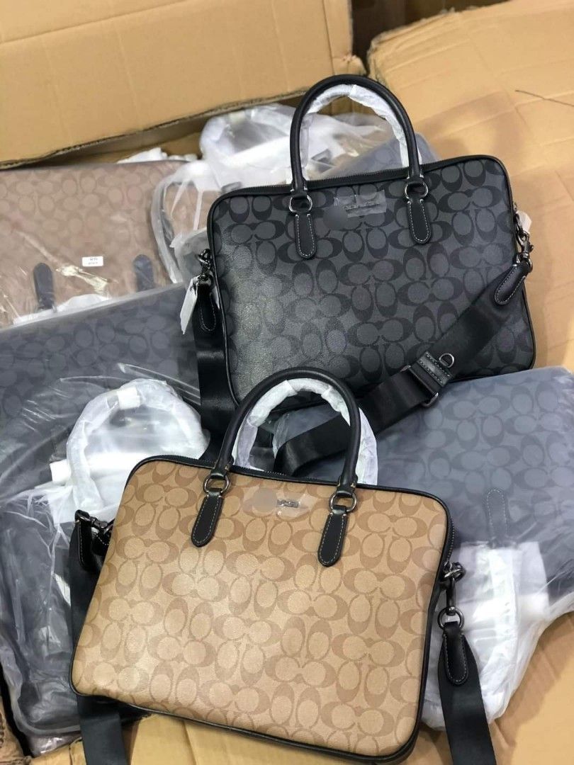 Coach Liam Compact Brief In Signature Canvas, Men's Fashion, Bags ...