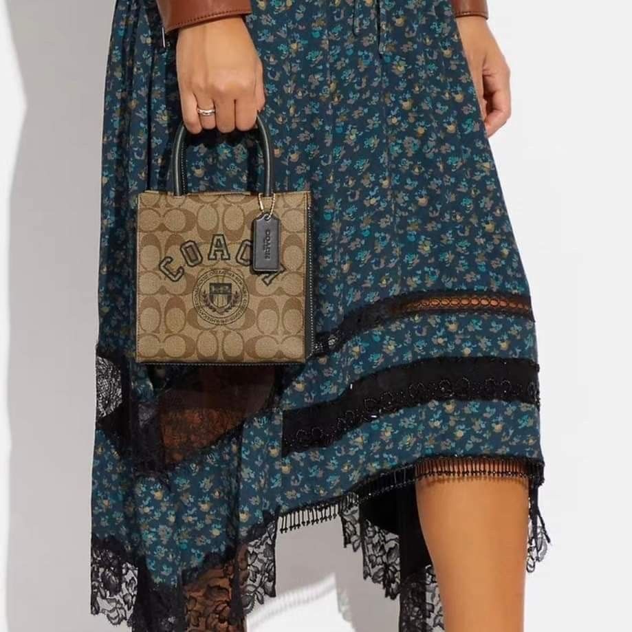 Coach Mini Cally Crossbody In Signature Canvas With Varsity Motif ...