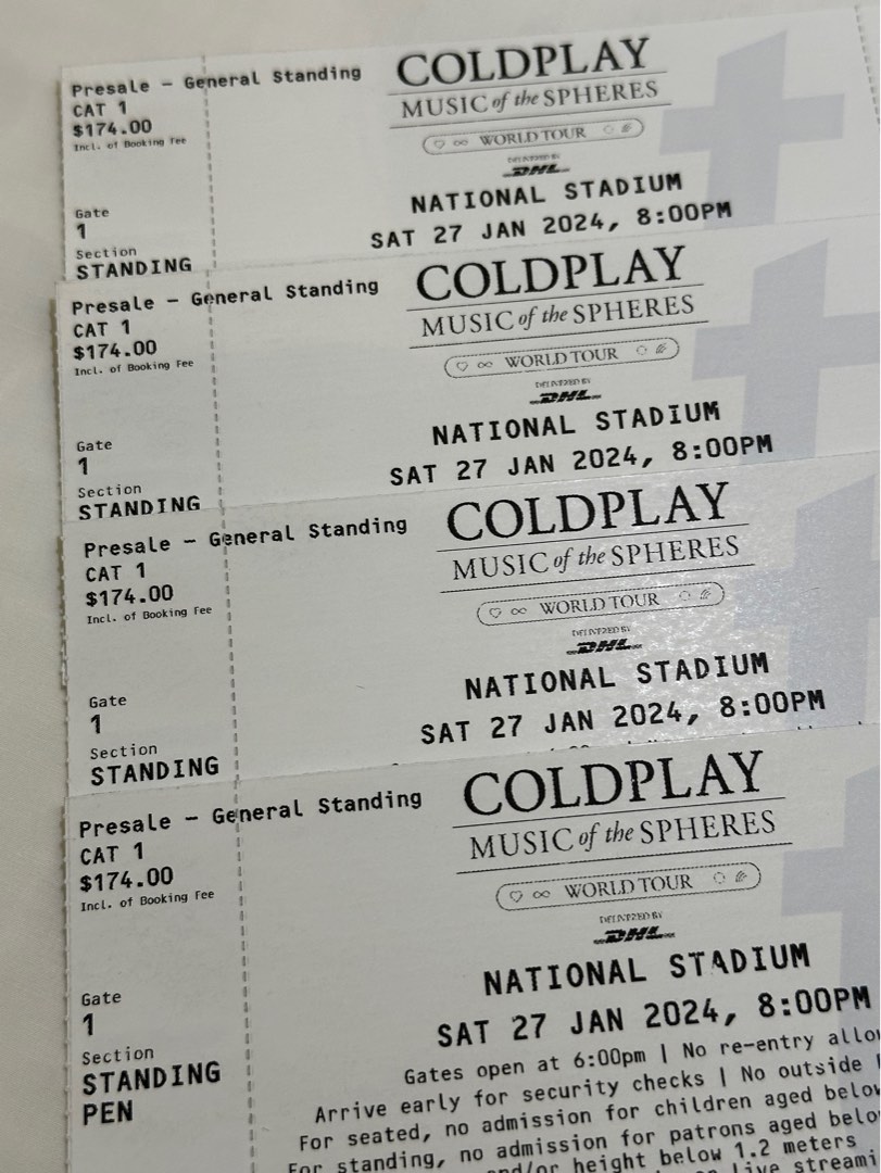 Coldplay General Standing 27 Jan 2024, Tickets & Vouchers, Event ...
