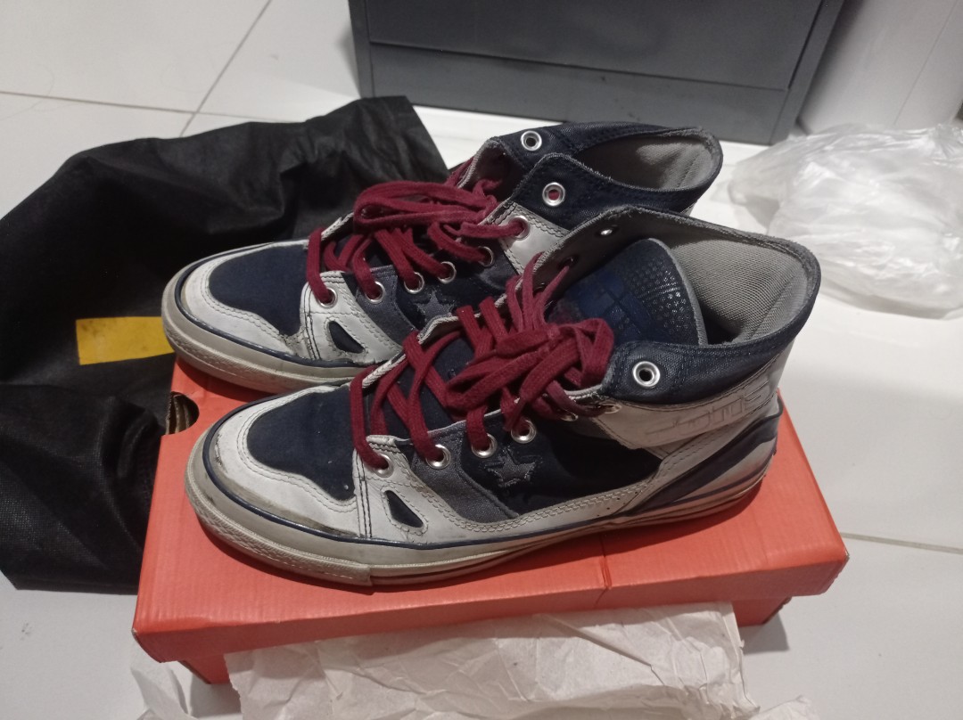 Converse Obsidian Blue White Red Putih Biru Merah Original, Fesyen Pria ...