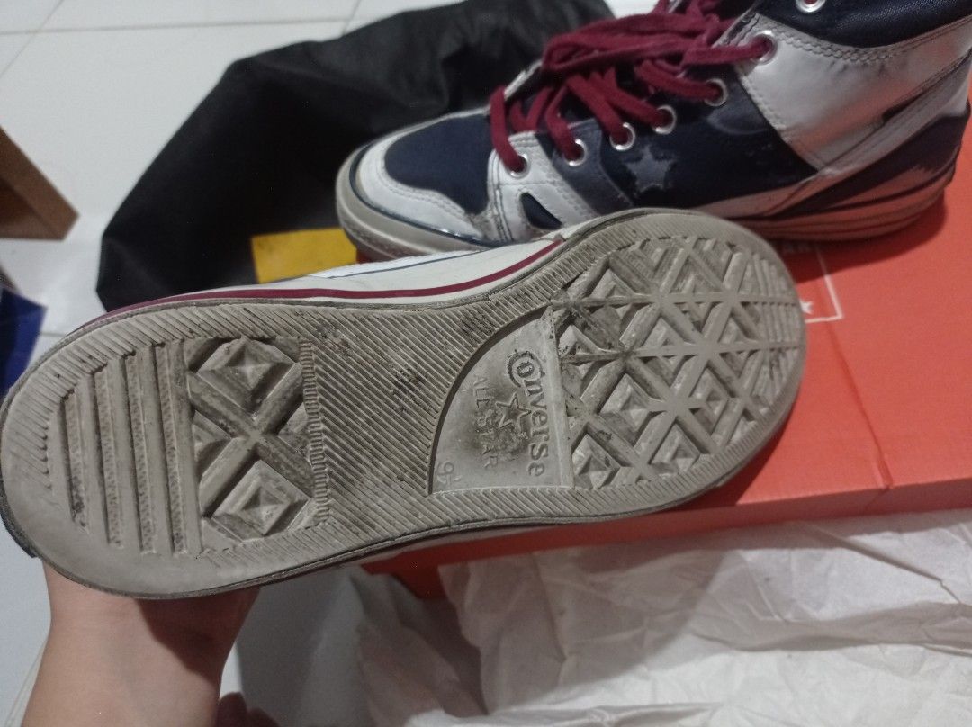 Converse Obsidian Blue White Red Putih Biru Merah Original, Fesyen Pria ...