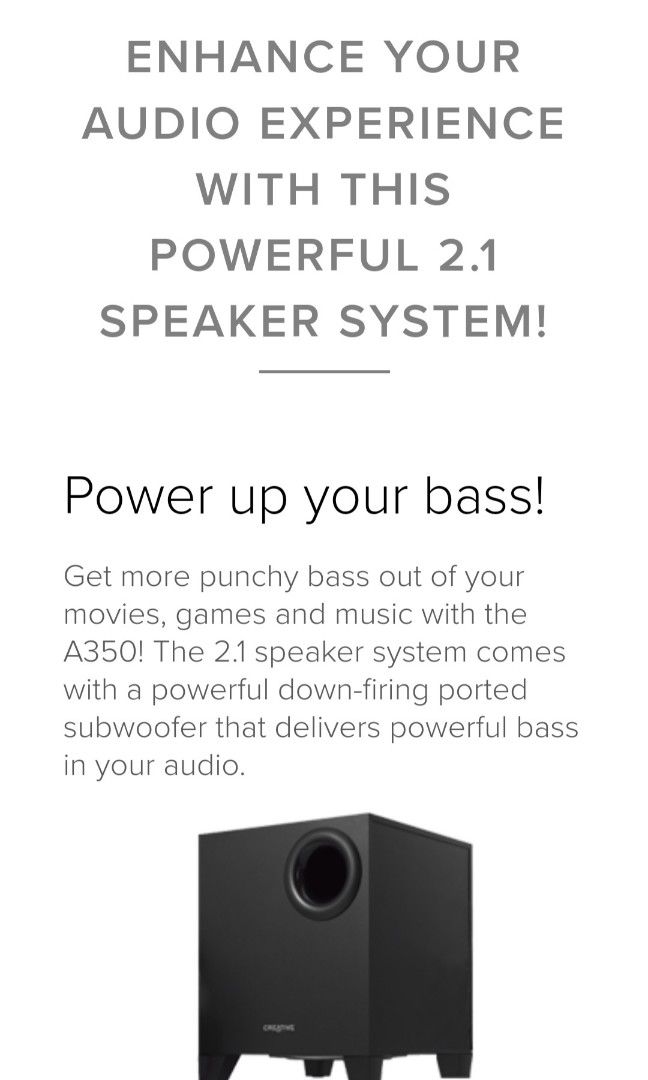 Creative SBS A350 2.1 Speaker System, Audio, Soundbars, Speakers ...