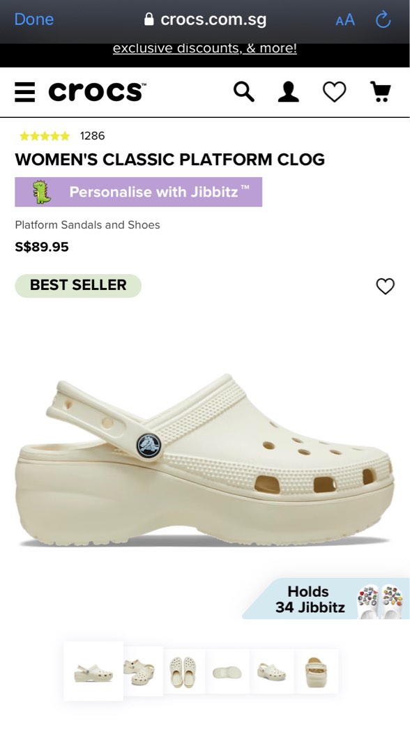 Crocs Classic Platform Clog - Bone color, Luxury, Sneakers & Footwear ...