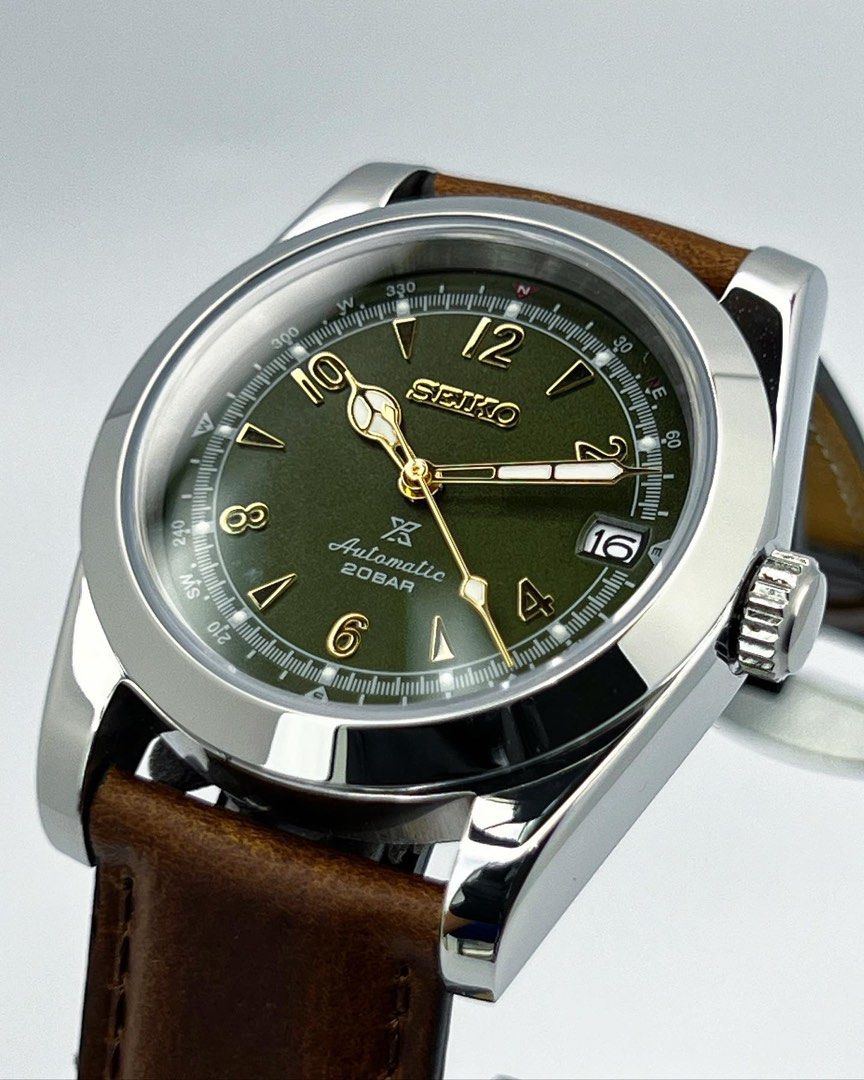 Custom Seiko Mod 36mm Olive Green Alpinist, Men's Fashion, Watches ...