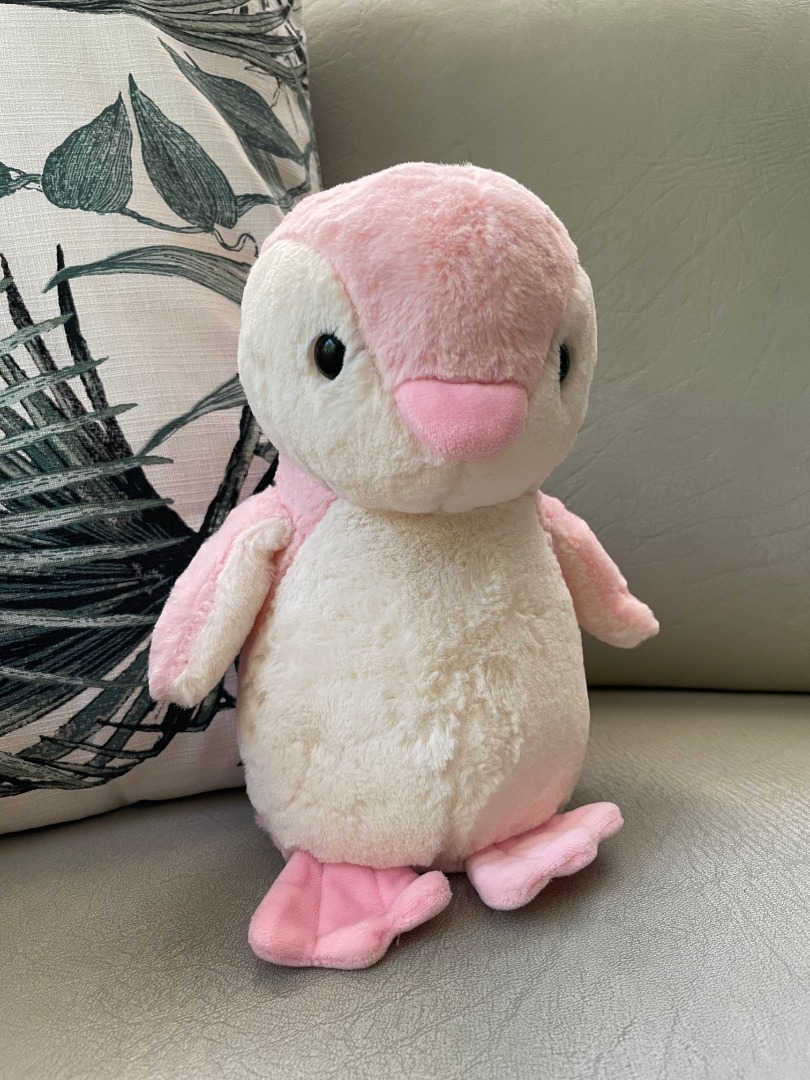 Cute Pink Penguin Plush Toy - Soft fuzzy plushie on Carousell