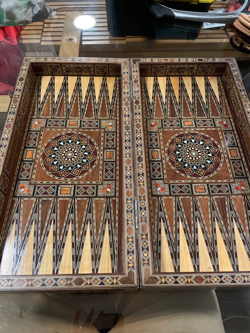 Damascus Inlaid Chess and Backgammon Board, Hobbies & Toys, Toys ...