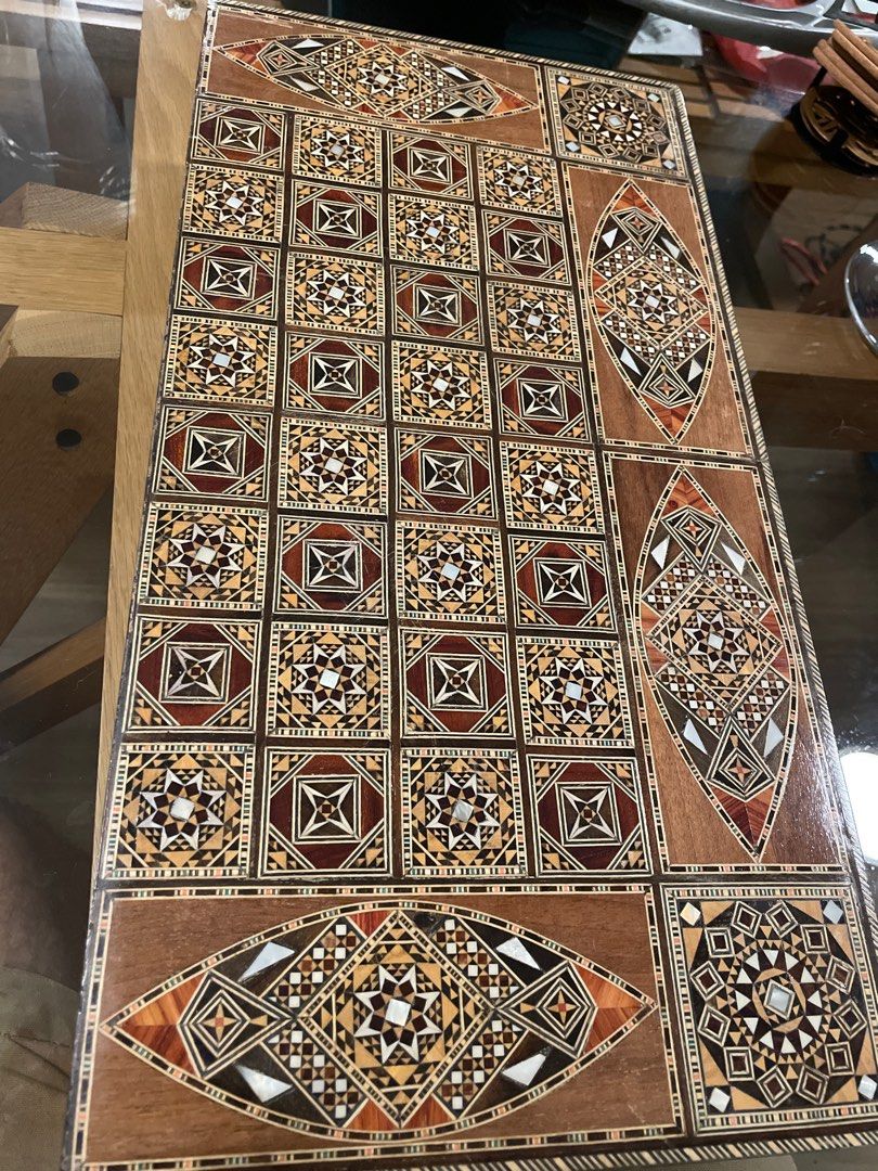 Damascus Inlaid Chess and Backgammon Board, Hobbies & Toys, Toys ...