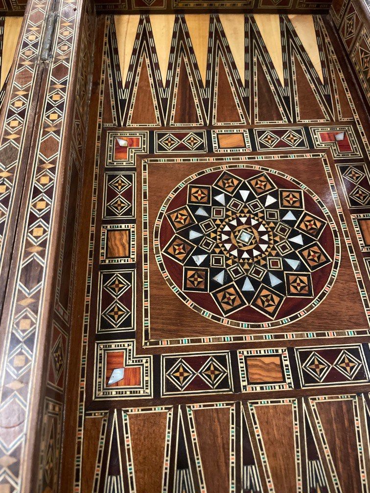 Damascus Inlaid Chess and Backgammon Board, Hobbies & Toys, Toys ...