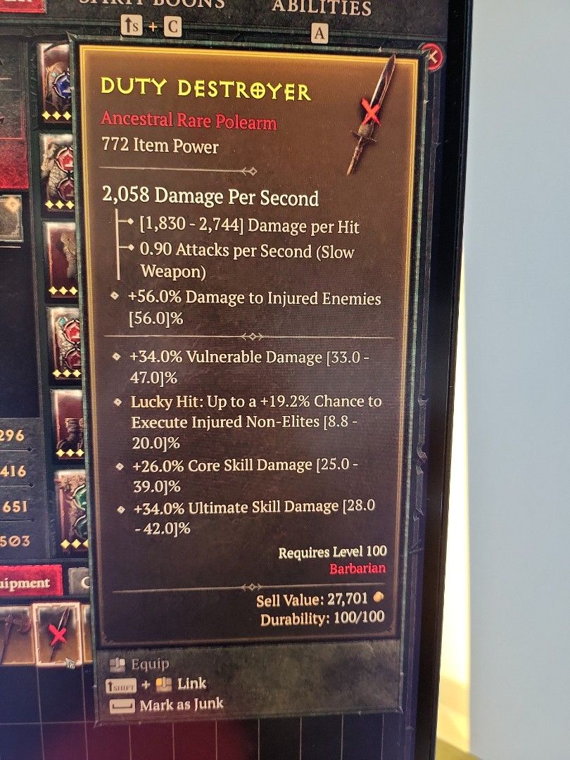 Diablo 4 Polearm IP 772, Video Gaming, Gaming Accessories, In-Game ...