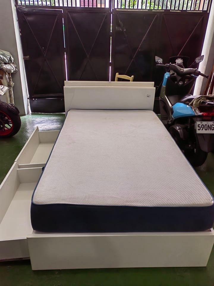 Sime double size bed frame and mattress on Carousell