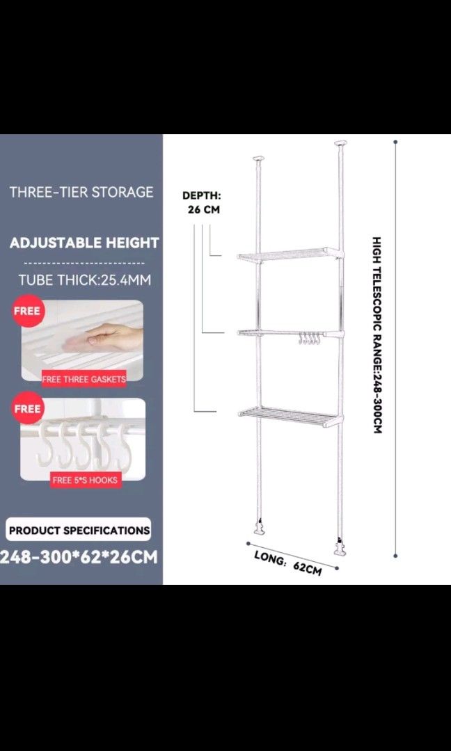 floor-to-ceiling rack, Furniture & Home Living, Furniture, Shelves ...