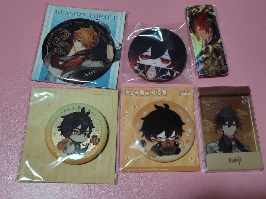 Genshin Impact Diluc Zhongli Childe Fan and Official merch, Hobbies ...