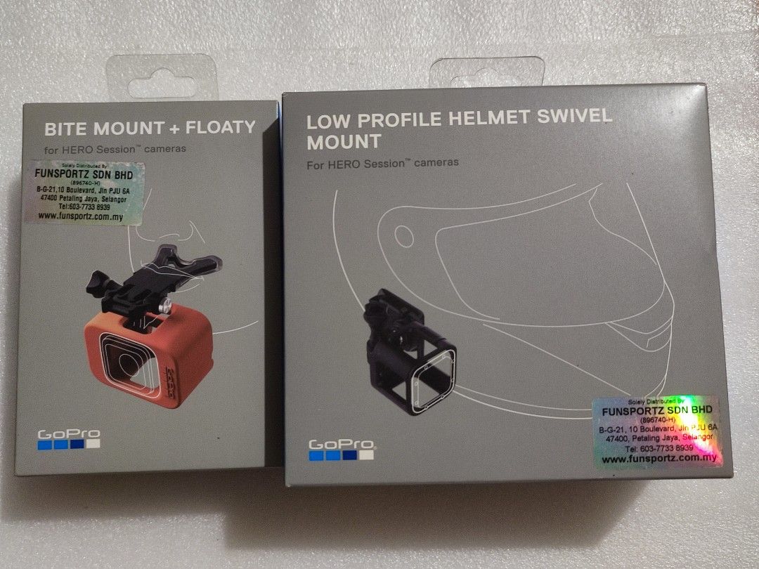 GoPro Hero Session Bite Mount + Floaty + Low Profile Helmet Swivel ...