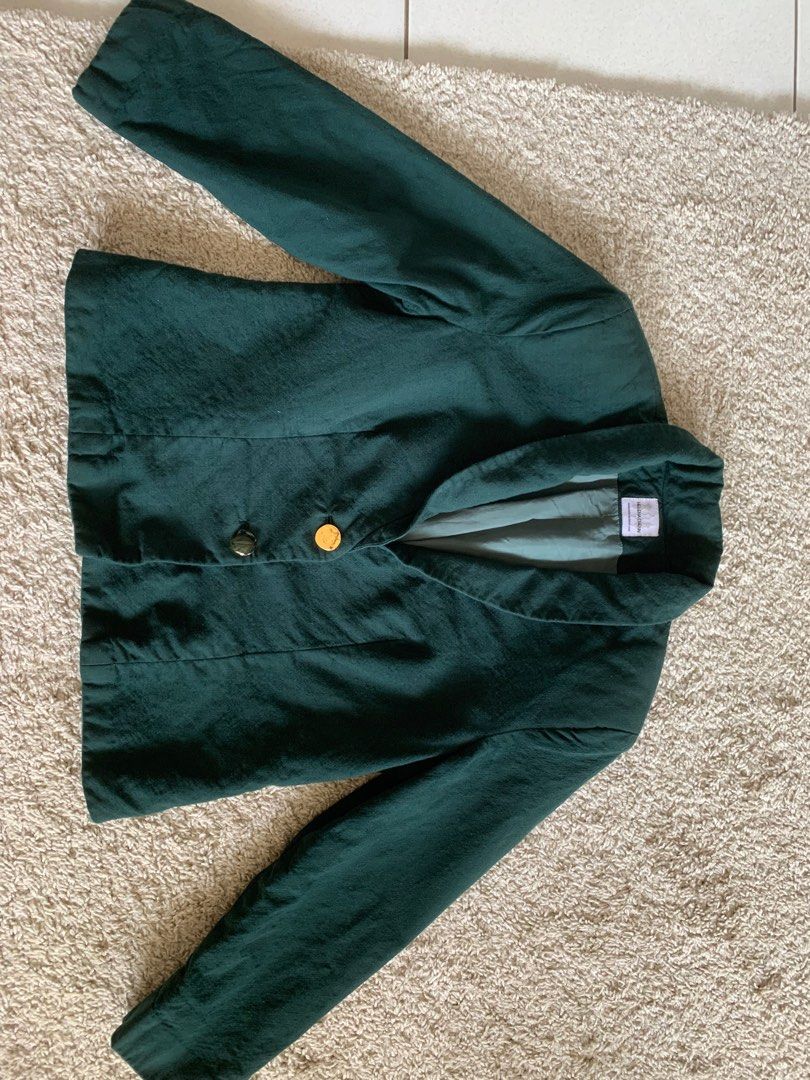 Green Blazer dark office attire corporate, Women's Fashion, Coats ...