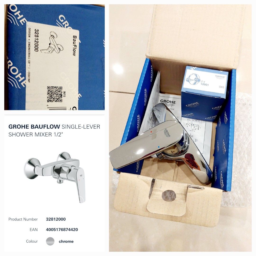 Grohe Bauflow Single-lever Shower Mixer 1/2", Furniture & Home Living, Bathroom & Kitchen ...