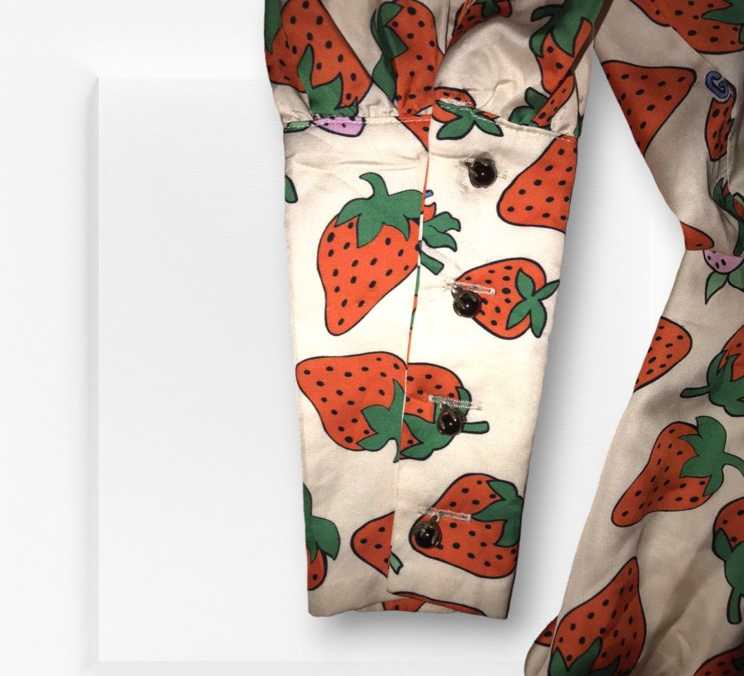 GUCCI STRAWBERRY PRINT SILK BLOUSE/MINI DRESS, Luxury, Apparel on Carousell