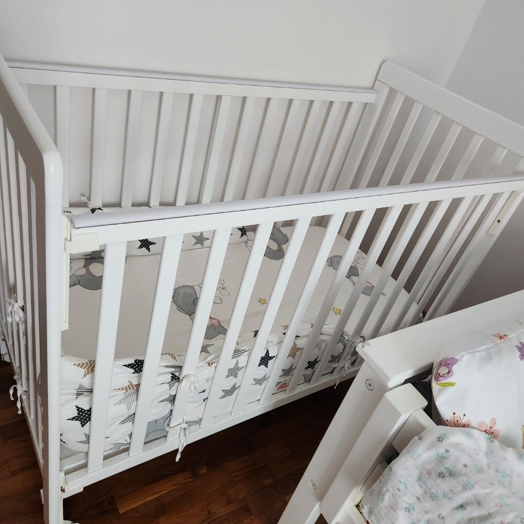 Happy cot 5-in-1 convertible baby cot, Babies & Kids, Baby Nursery ...