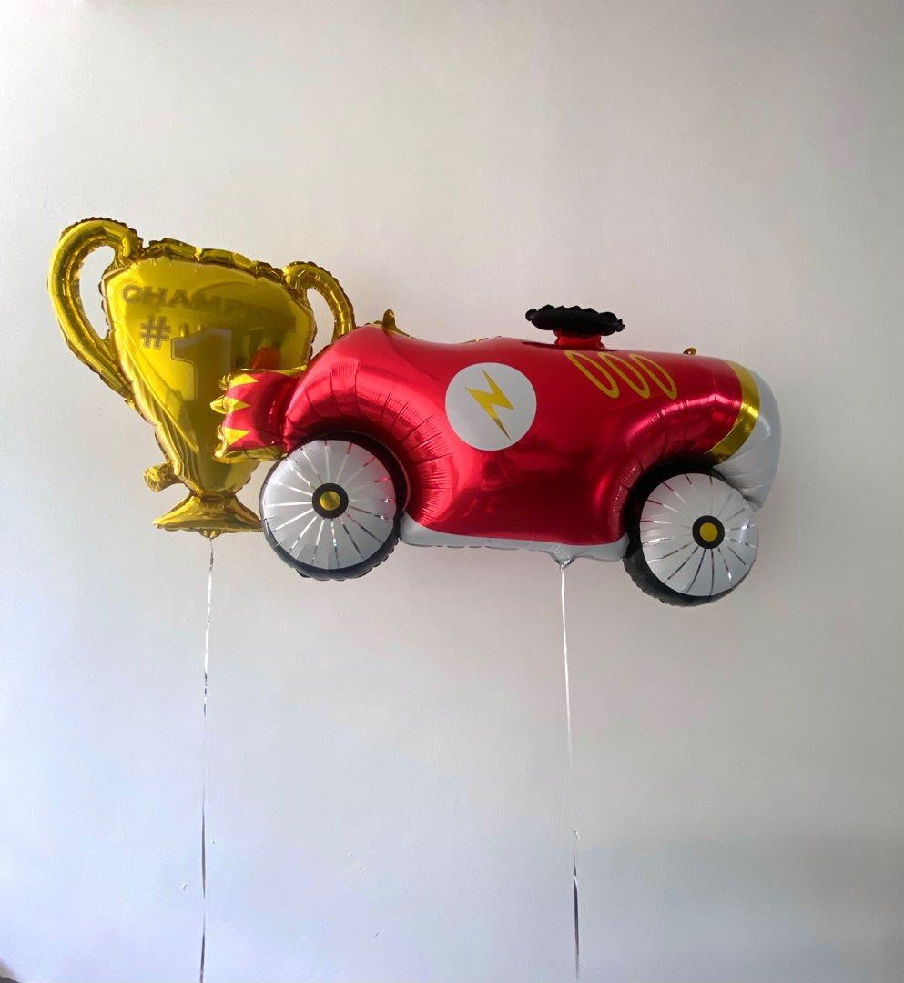 Racing Car With Helium Foil Balloons/ Event Decoration/ Vehicle Sports ...