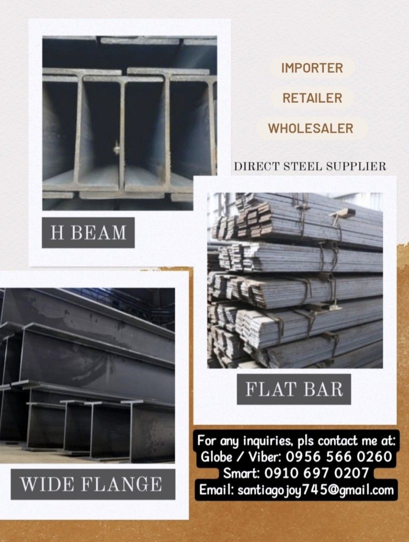 I-Beam, C Purlins, Tubular, Angle Bar, MS Plate, Pipe, and etc ...
