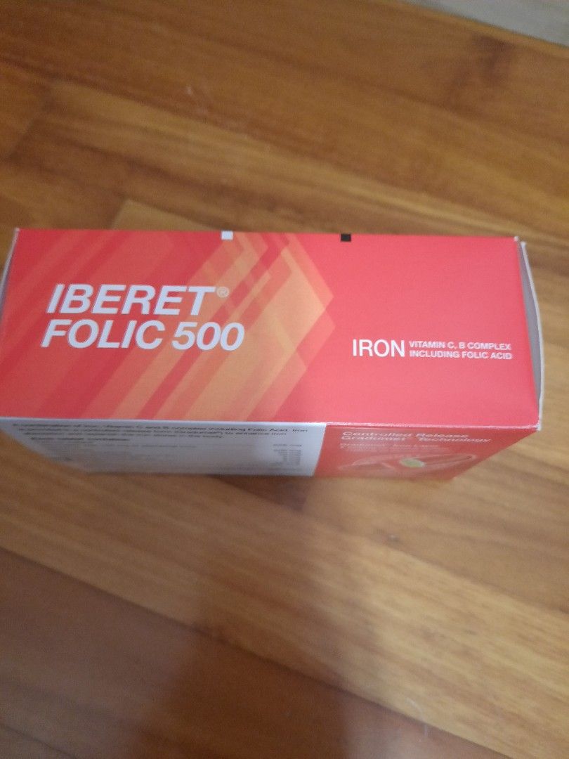 Iberet Folic 500 MG 59 Tablets, Health & Nutrition, Health Supplements ...