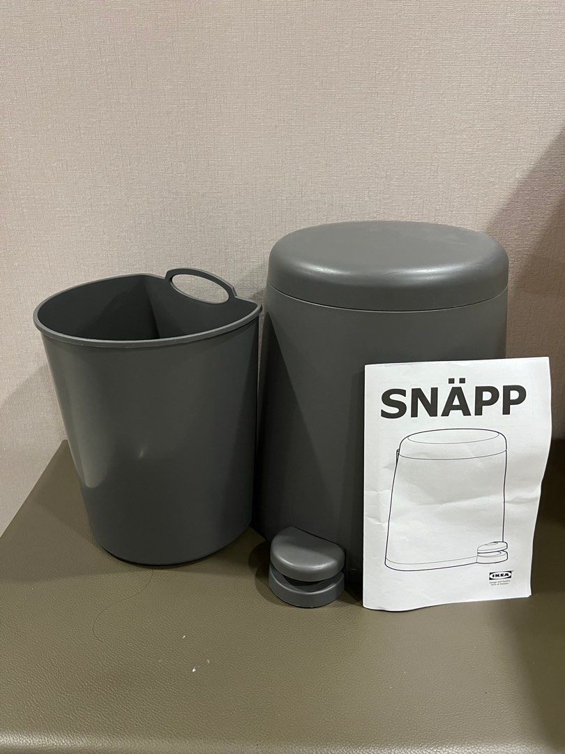 IKEA Snapp pedal trash waste bin in matte grey, Furniture & Home Living ...