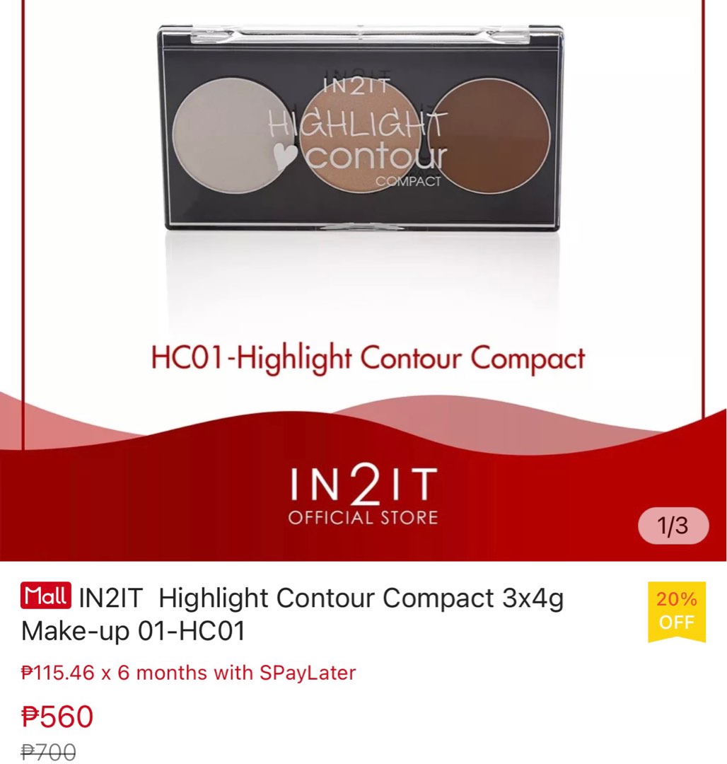 In2it Highlight Contour Compact with free dazzle me set spray on Carousell