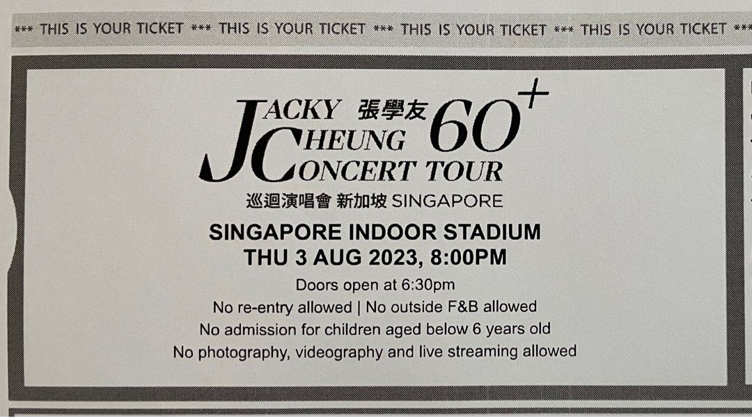 Jacky Cheung 60+ Concert Tour, Tickets & Vouchers, Event Tickets on Carousell