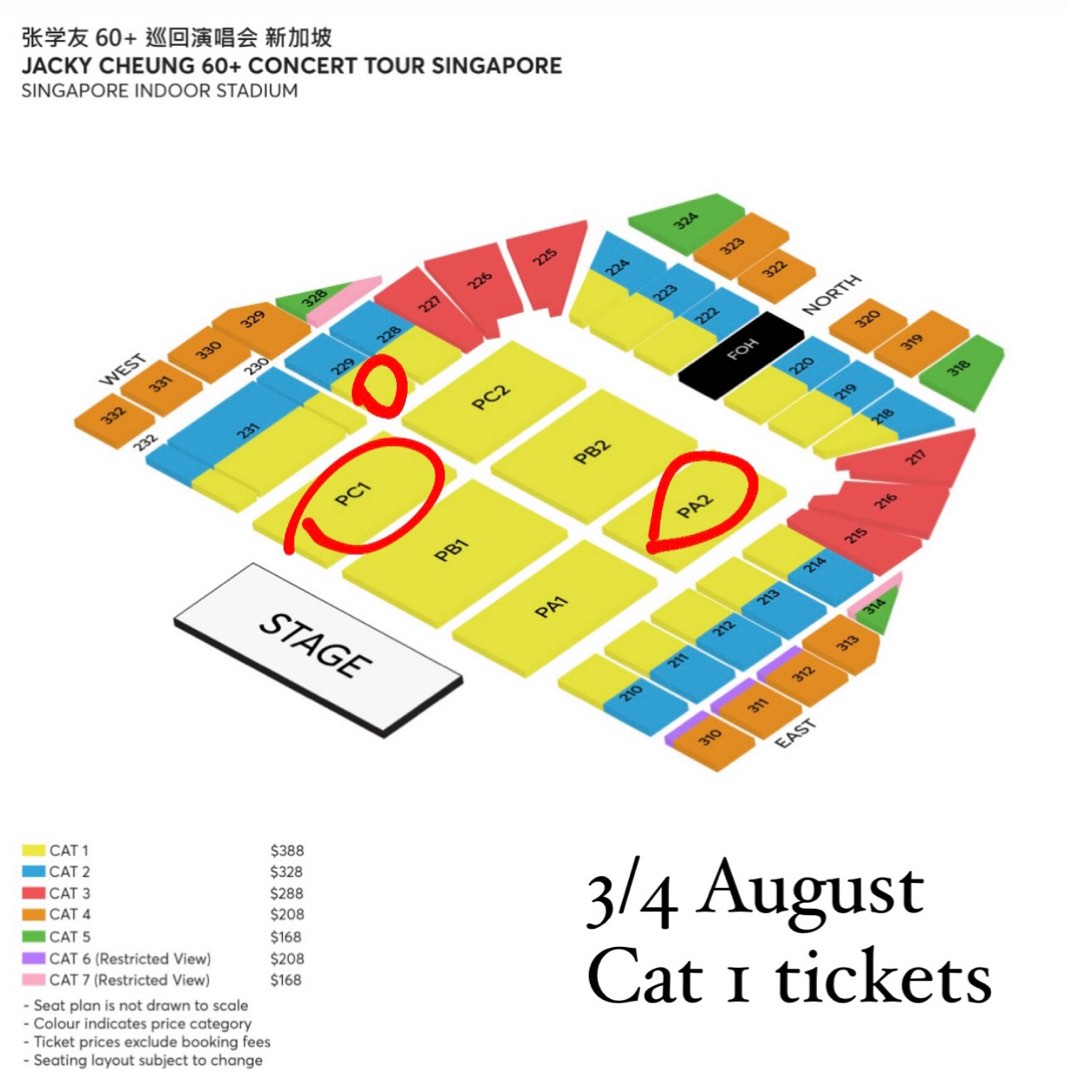 Jacky Cheung Cat 1 Tickets 4 August 2023, Tickets & Vouchers, Event Tickets on Carousell