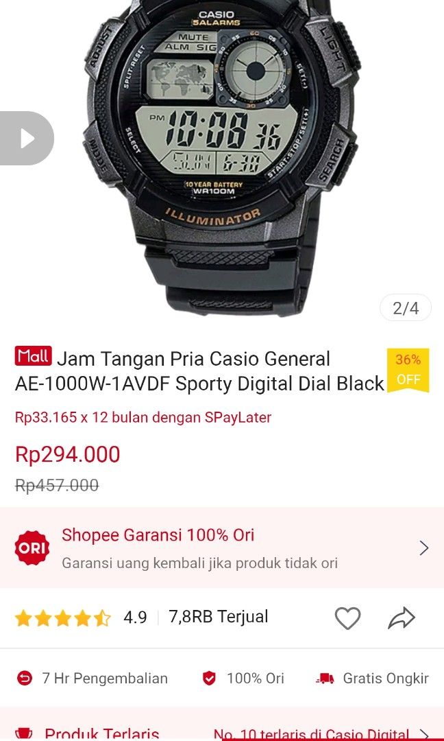 Jam Casio ae 1000 original, Fesyen Pria, Jam Tangan di Carousell