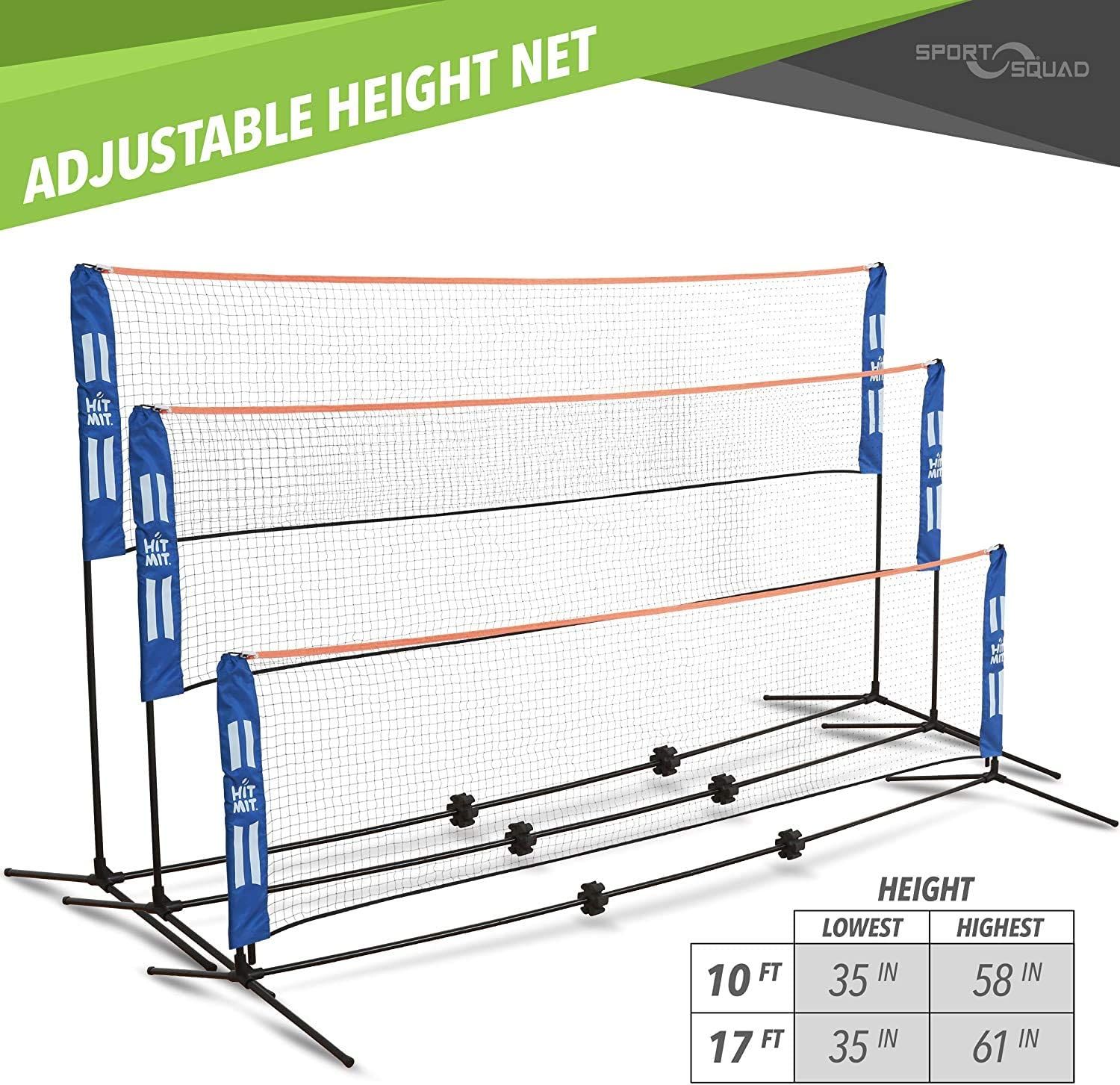 JOOLA HIT MIT Adjustable Height Portable Badminton Net Set ...