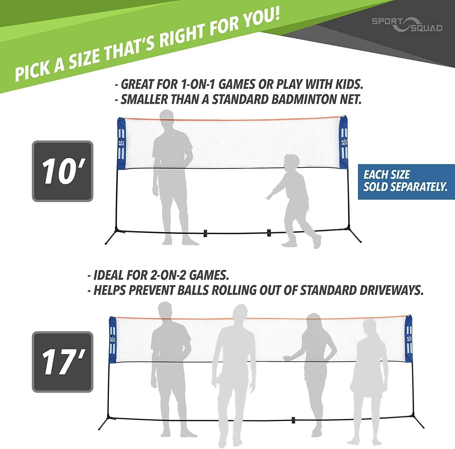 JOOLA HIT MIT Adjustable Height Portable Badminton Net Set ...