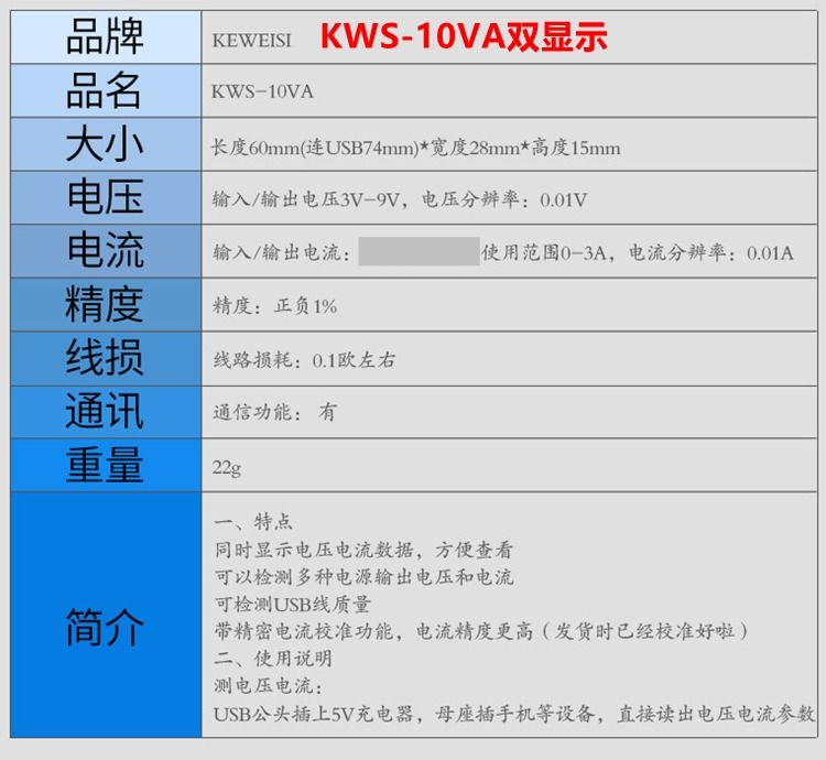 (現貨) Keweisi KWS-10VA USB雙顯示電流電壓充電檢測測試儀, 手提電話, 其他裝置 - Carousell