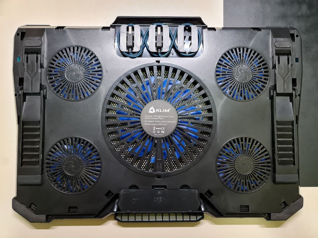 KLIM Cyclone Laptop Cooling Pad (5 Fans) Blue, Computers & Tech, Parts ...