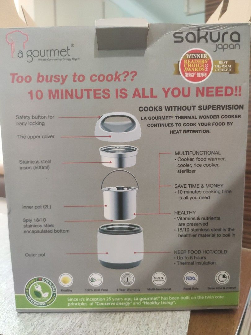 La Gourmet Sakura 2L thermopot, TV & Home Appliances, Kitchen ...