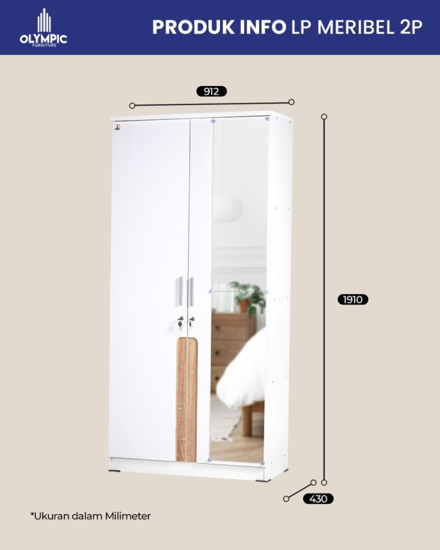 Lemari baju Olympic MERIBEL 2P lemari pakaian lemari baju anak lemari anak on Carousell