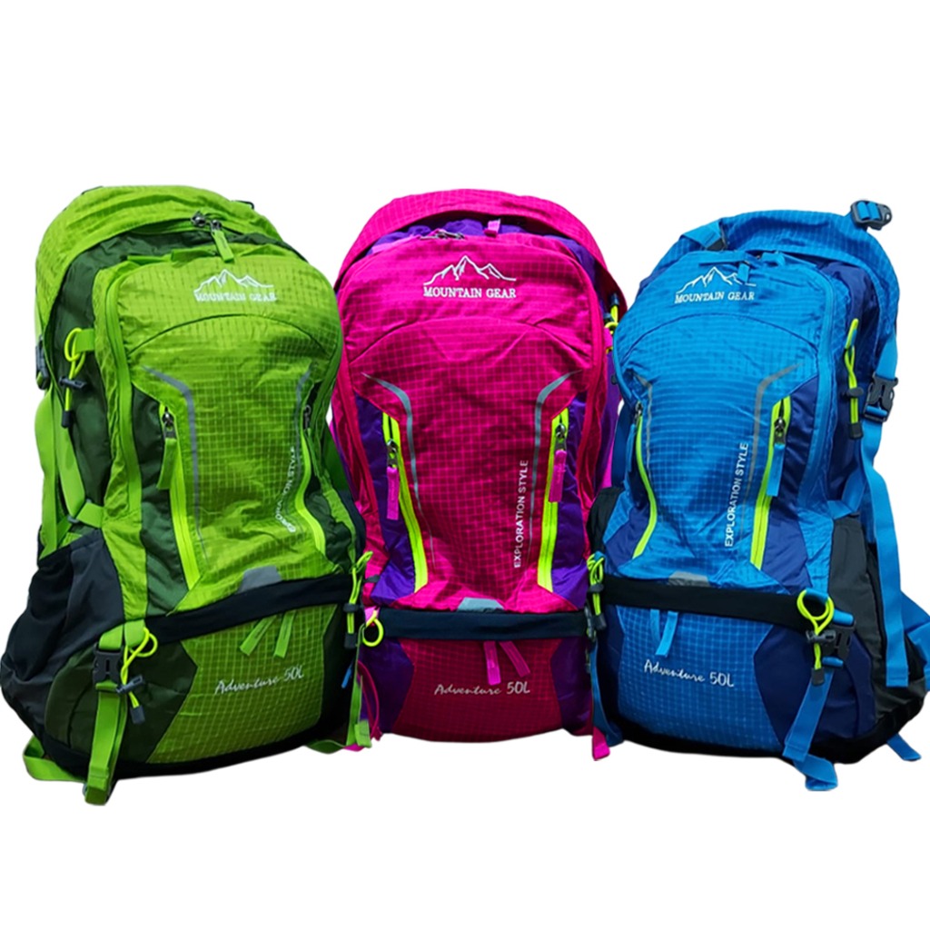 MOUNTAIN GEAR 50L Hiking Backpack with Rain Cover, Men's Fashion, Bags ...