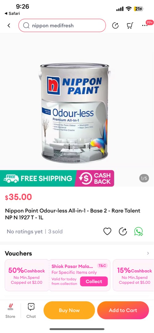 Nippon Paint Odour-less All-in-1 - Base 2 - Rare Talent NP N 1927 T ...