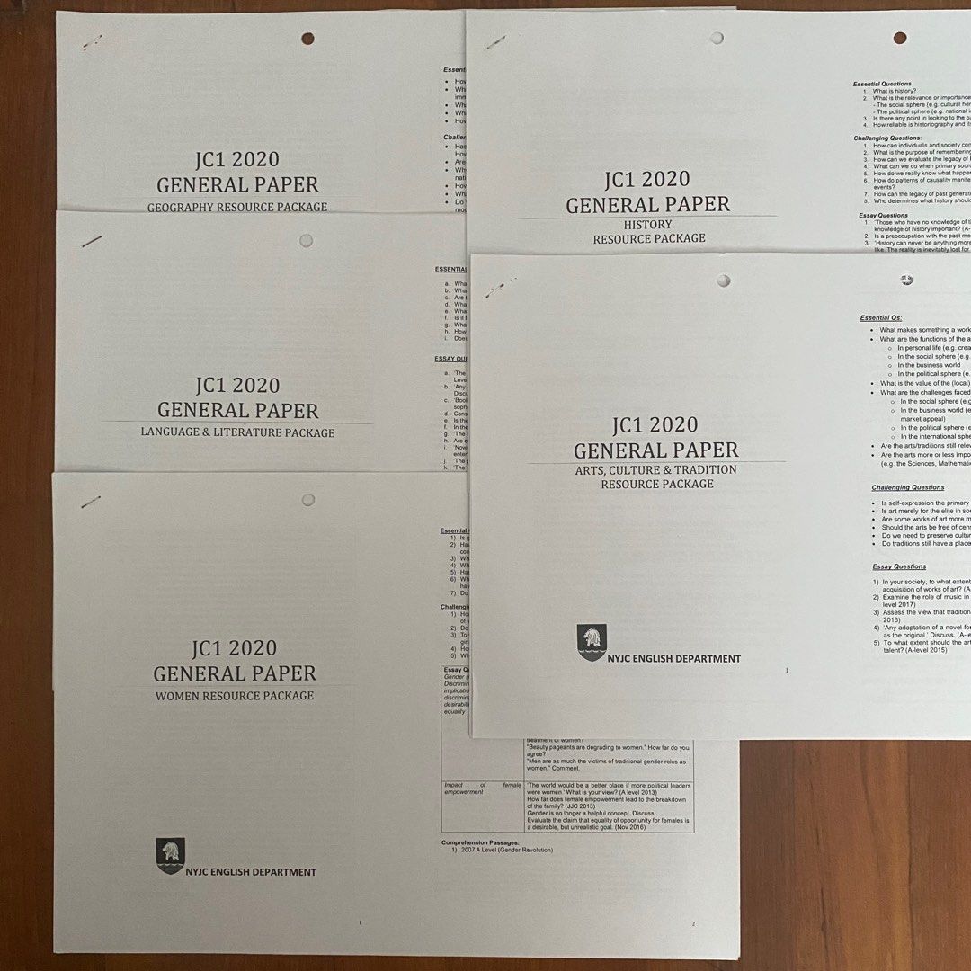 NYJC H1 General Paper (GP) Notes [2020-2021], Hobbies & Toys, Books ...